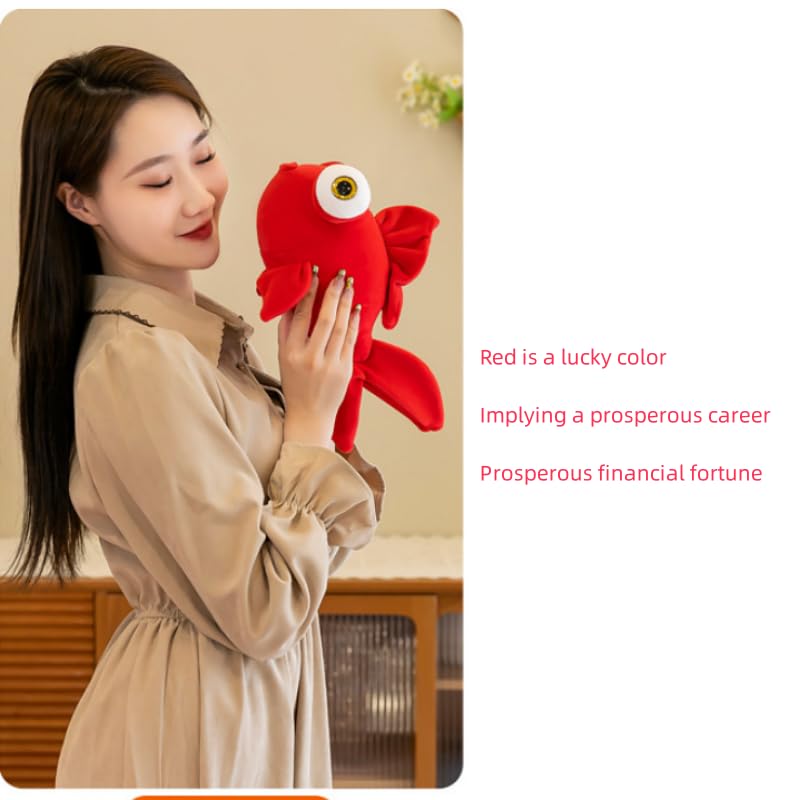 XIZHI Goldfish Plush Doll Soft Fish Stuffed Animal Plush Toy for Girls Boys (13.8"/Red)