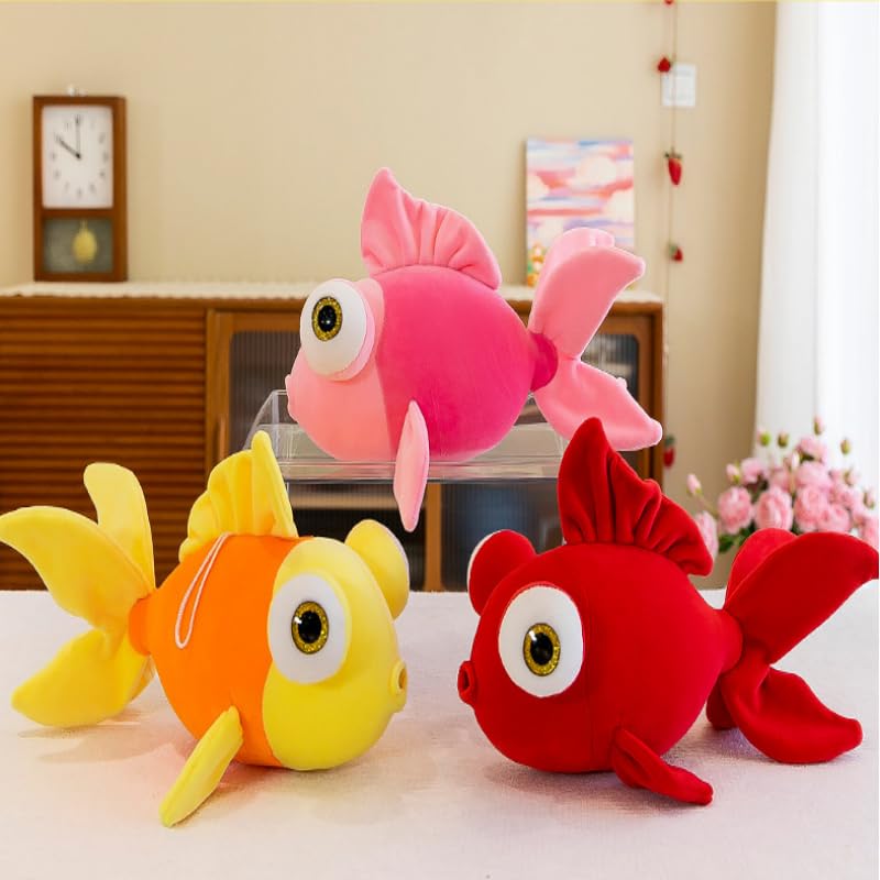 XIZHI Goldfish Plush Doll Soft Fish Stuffed Animal Plush Toy for Girls Boys (13.8"/Red)