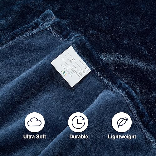 DREAMNINE Large Soft Plush Fleece Throw Blanket 60" x 80", Solid Shag Minky Lightweight Fuzzy Flannel Blanket for Bedroom, Luxury Washable Cozy Warm Velvet Blankets for Couch Sofa, Twin Size,Navy Blue