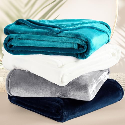 DREAMNINE Large Soft Plush Fleece Throw Blanket 60" x 80", Solid Shag Minky Lightweight Fuzzy Flannel Blanket for Bedroom, Luxury Washable Cozy Warm Velvet Blankets for Couch Sofa, Twin Size,Navy Blue