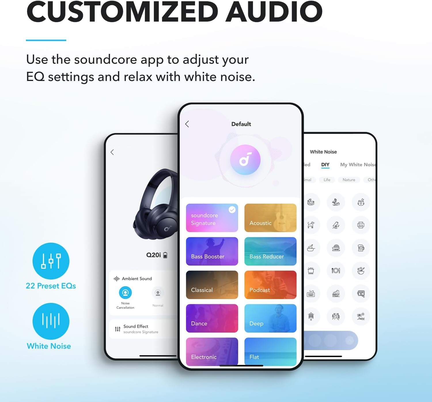 soundcore by Anker Q20i Hybrid Active Noise Cancelling Headphones, Wireless Over-Ear Bluetooth, 40H Long ANC Playtime, Hi-Res Audio, Big Bass, Customize via an App, Transparency Mode (Renewed)