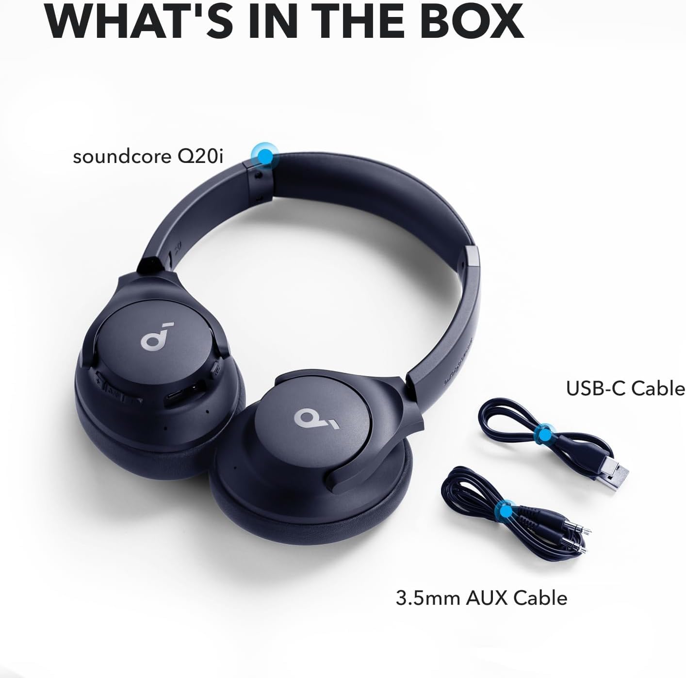 soundcore by Anker Q20i Hybrid Active Noise Cancelling Headphones, Wireless Over-Ear Bluetooth, 40H Long ANC Playtime, Hi-Res Audio, Big Bass, Customize via an App, Transparency Mode (Renewed)