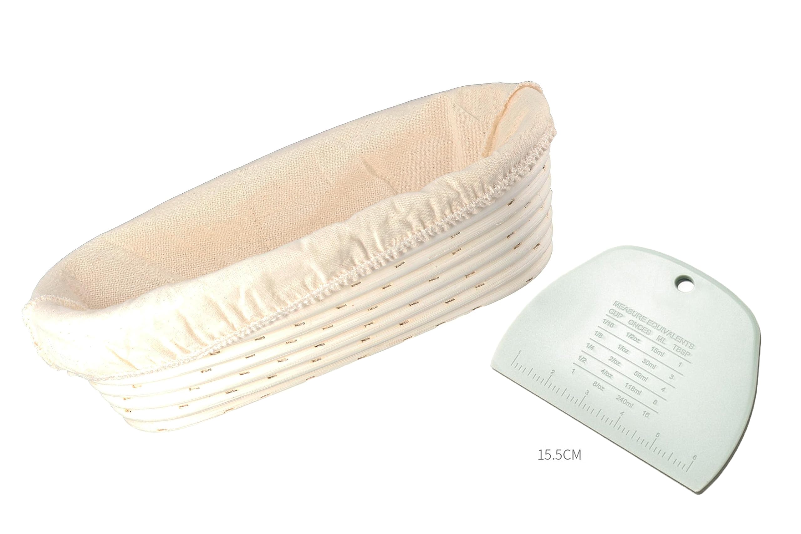 Leadigol Bread Banneton Proofing Basket + Dough Scraper,11 inch Oval Long Bread Dough Proofing Rising Rattan Basket & Liner,Rattan Brotform Bread Dough Set