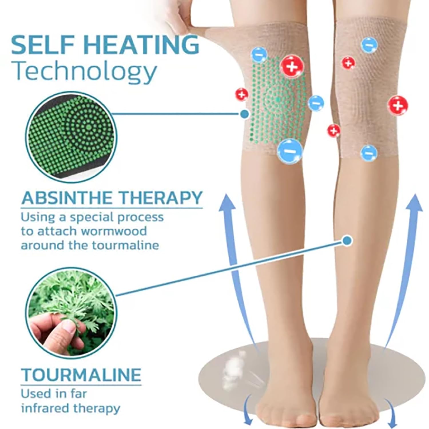 Ionic Correction Lymphatic Detoxification Long Tube Silk Stockings, Thigh Massager Socks, Compression Boots Socks (3pairs (Skin Color, Black, Brown))