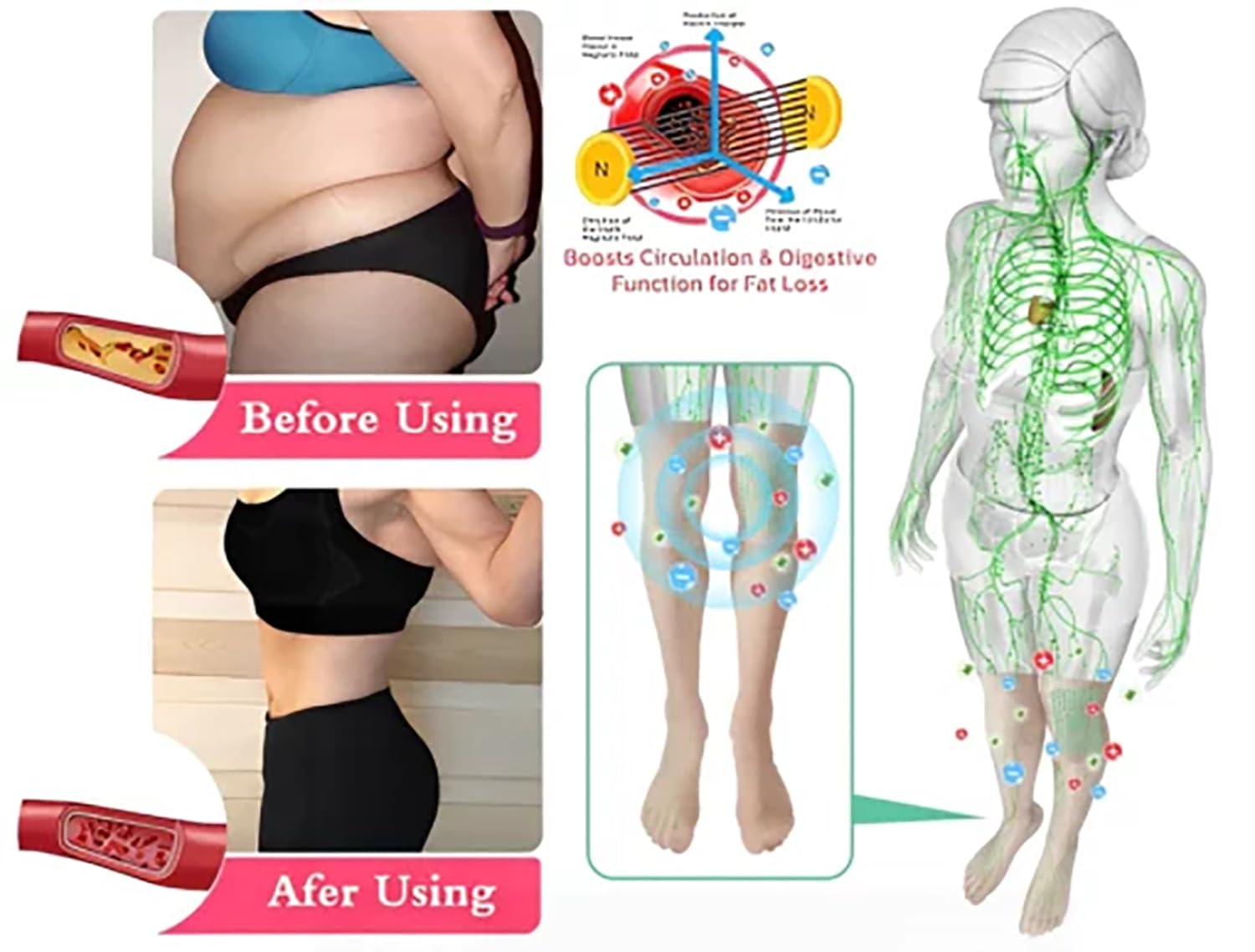 Ionic Correction Lymphatic Detoxification Long Tube Silk Stockings, Thigh Massager Socks, Compression Boots Socks (3pairs (Skin Color, Black, Brown))