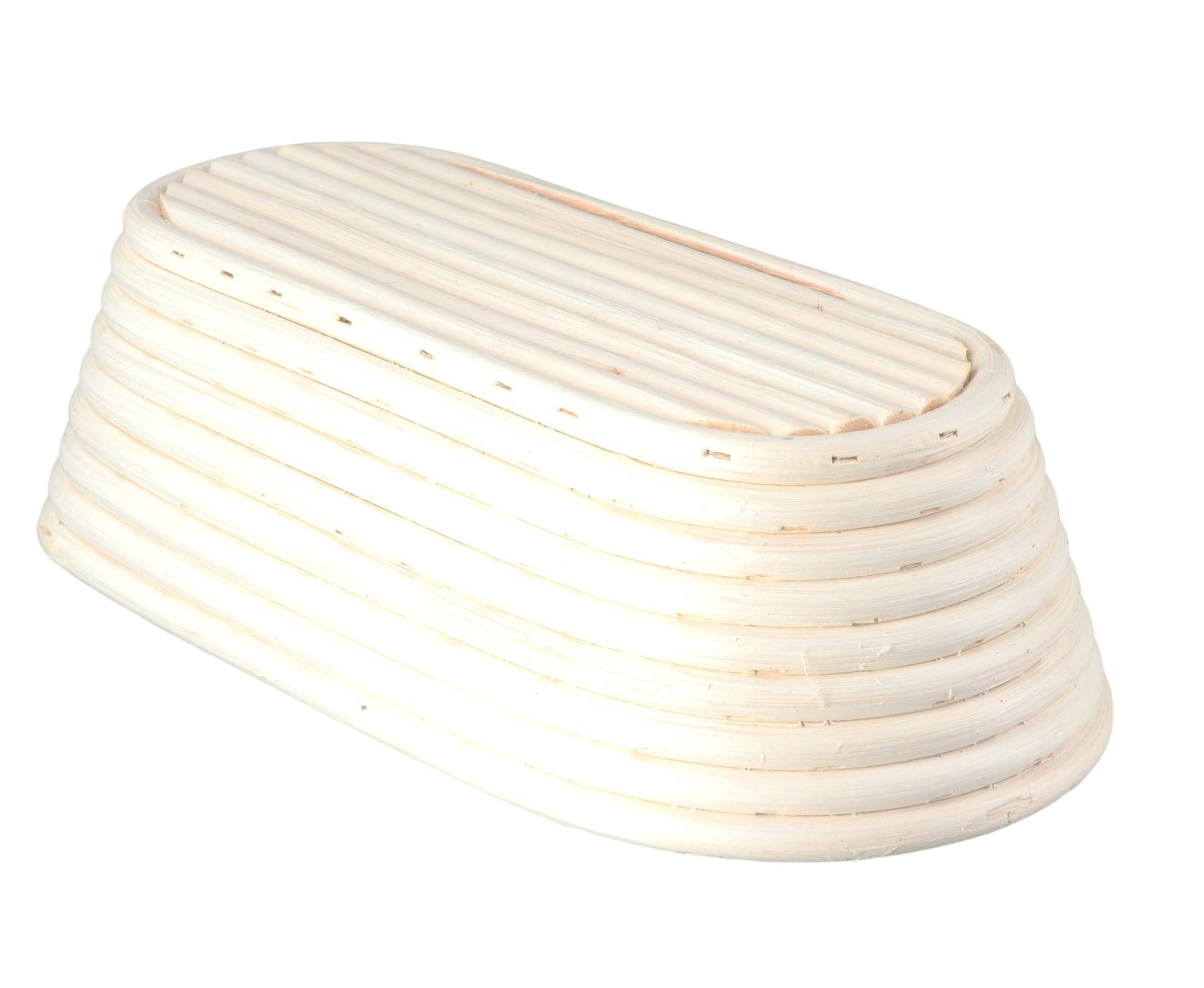 Leadigol Bread Banneton Proofing Basket + Dough Scraper,11 inch Oval Long Bread Dough Proofing Rising Rattan Basket & Liner,Rattan Brotform Bread Dough Set