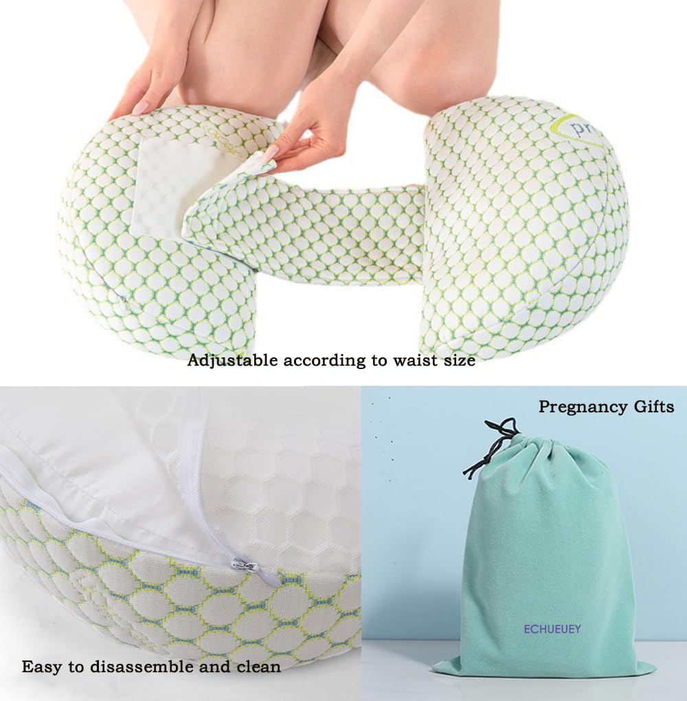 Echueuey Pregnancy Pillows,Pregnancy Pillows for Sleeping –Maternity Pillow, Side Sleeper Pregnancy Pillow,Pregnancy Wedge Pillows Green