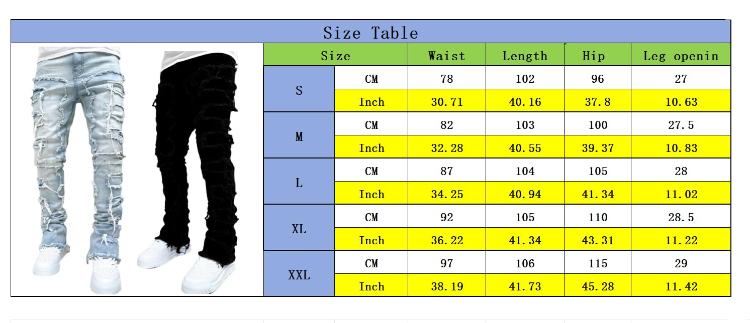 Stacked Jeans Men Skinny Ripped Jeans Slim Fit Denim Pants Y2K Goth Harajuku Emo Jeans Trouser