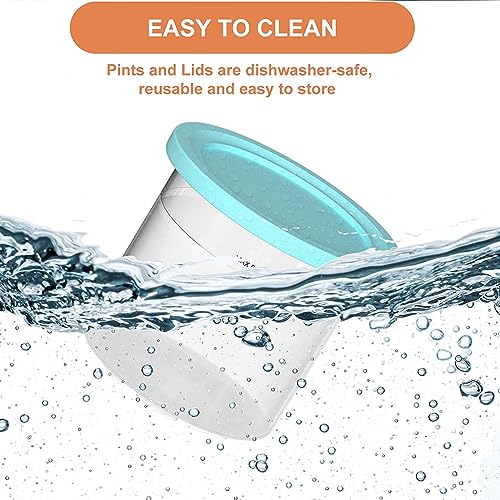 EVANEM 2/4/6PCS Creami Pint Containers, for Ninja Pints,16 OZ Ice Cream Pints Cup Airtight,Reusable Compatible with NC299AMZ,NC300s Series Ice Cream Makers,Blue-4PCS