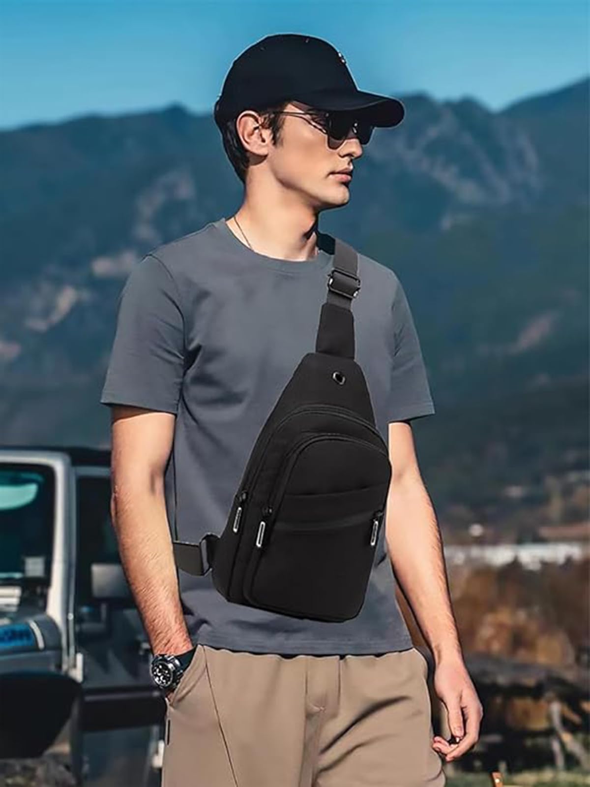 EVANCARY Small Crossbody Sling Bag Sling Backpack, Chest Bag Daypack Fanny Pack Cross Body Bag for Travel Outdoors Hiking