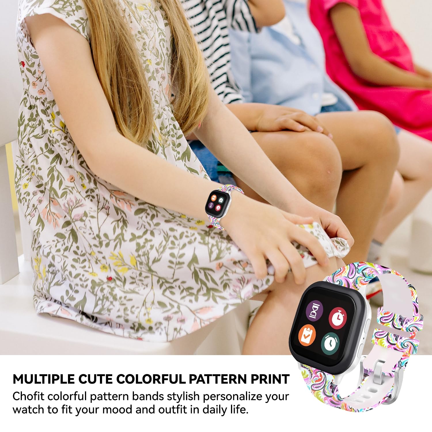 Chofit 5 Pack Bands Compatible for Verizon Gizmo 3 2 1/Gabb Watch Bands for Kids, 20MM Band Quick Release Colorful Pattern Wristband Straps for Verizon Gizmo Watch 2/T-Mobile SyncUP Kids Smartwatch