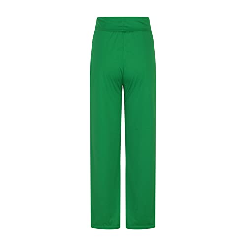SMIDOW Womens Comfy Jogging Jogger Pants Wide-Leg High Waisted Loose Flowy Drawstring Elastic Waist Yoga Palazzo Pants Green XL