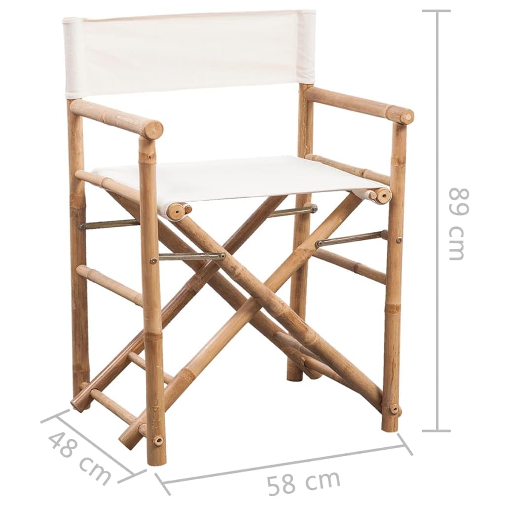 YAFF Folding Director's Chair 2 pcs Bamboo and Canvas