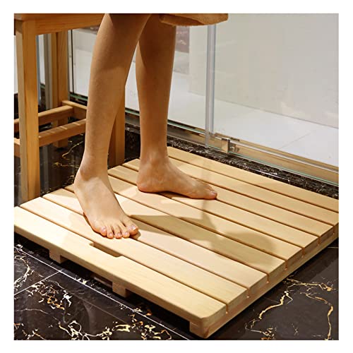 Natural Wooden Shower Mat,Bamboo Bath Mat,Non Slip Bamboo Mat,Nature Bamboo Bathroom Mat,Shower Bath Mat,for Bathroom,Bathtub,Shower,Sauna,Hot Tub,Customizable,30x30cm/12x12in