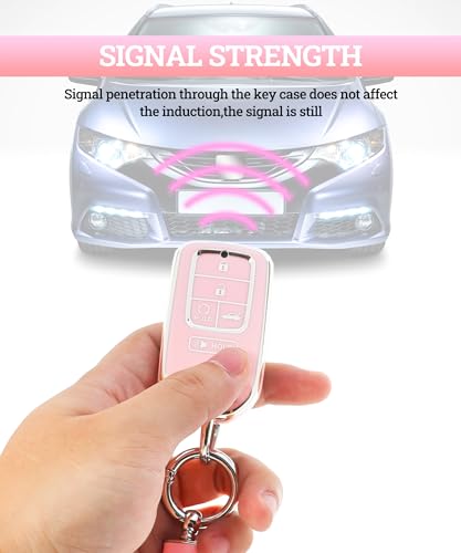 Zlirfy Key Fob Cover,Car Key Case Shell,Car Accessories Key Shells,Soft TPU Key Case Protection,Key Shell Case with Keychain for Women,Full Protection Car Key Cover (for Honda a)