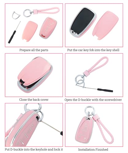 Zlirfy Key Fob Cover,Car Key Case Shell,Car Accessories Key Shells,Soft TPU Key Case Protection,Key Shell Case with Keychain for Women,Full Protection Car Key Cover (for Honda a)