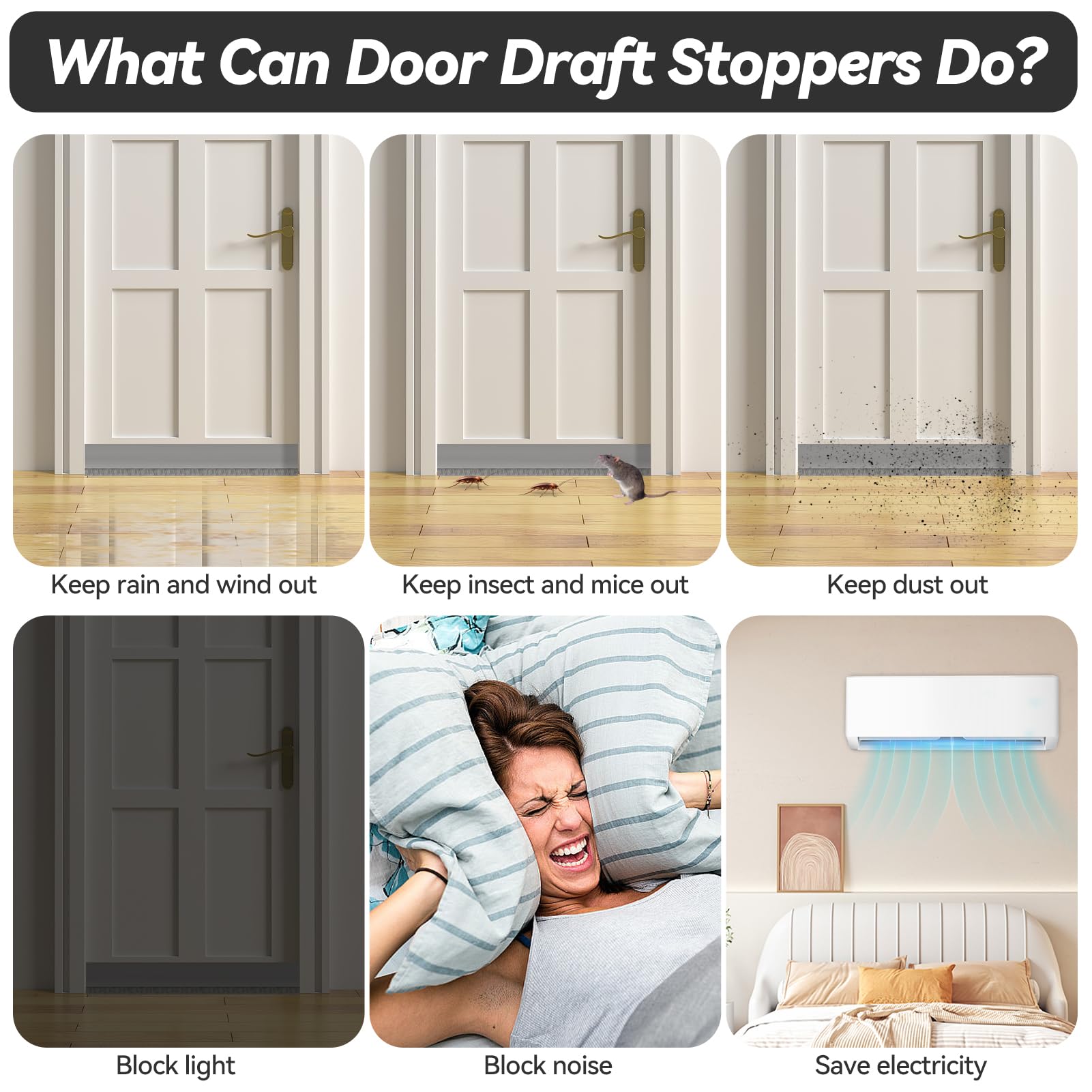 Icysey Door Seal Draft Stopper, 2" W x 39" L, Silver, Rubber & Foam