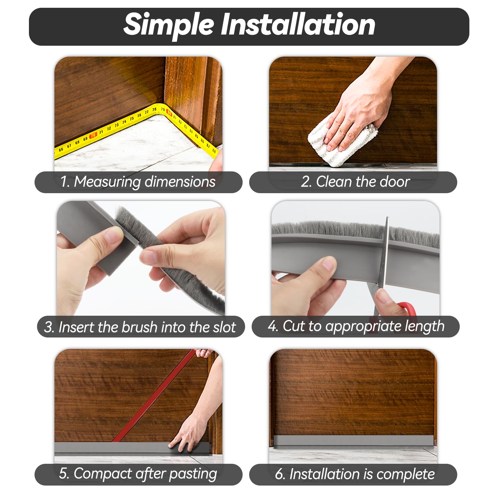 Icysey Door Seal Draft Stopper, 2" W x 39" L, Silver, Rubber & Foam