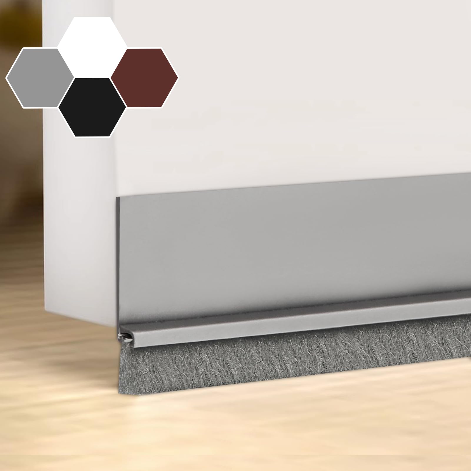 Icysey Door Seal Draft Stopper, 2" W x 39" L, Silver, Rubber & Foam