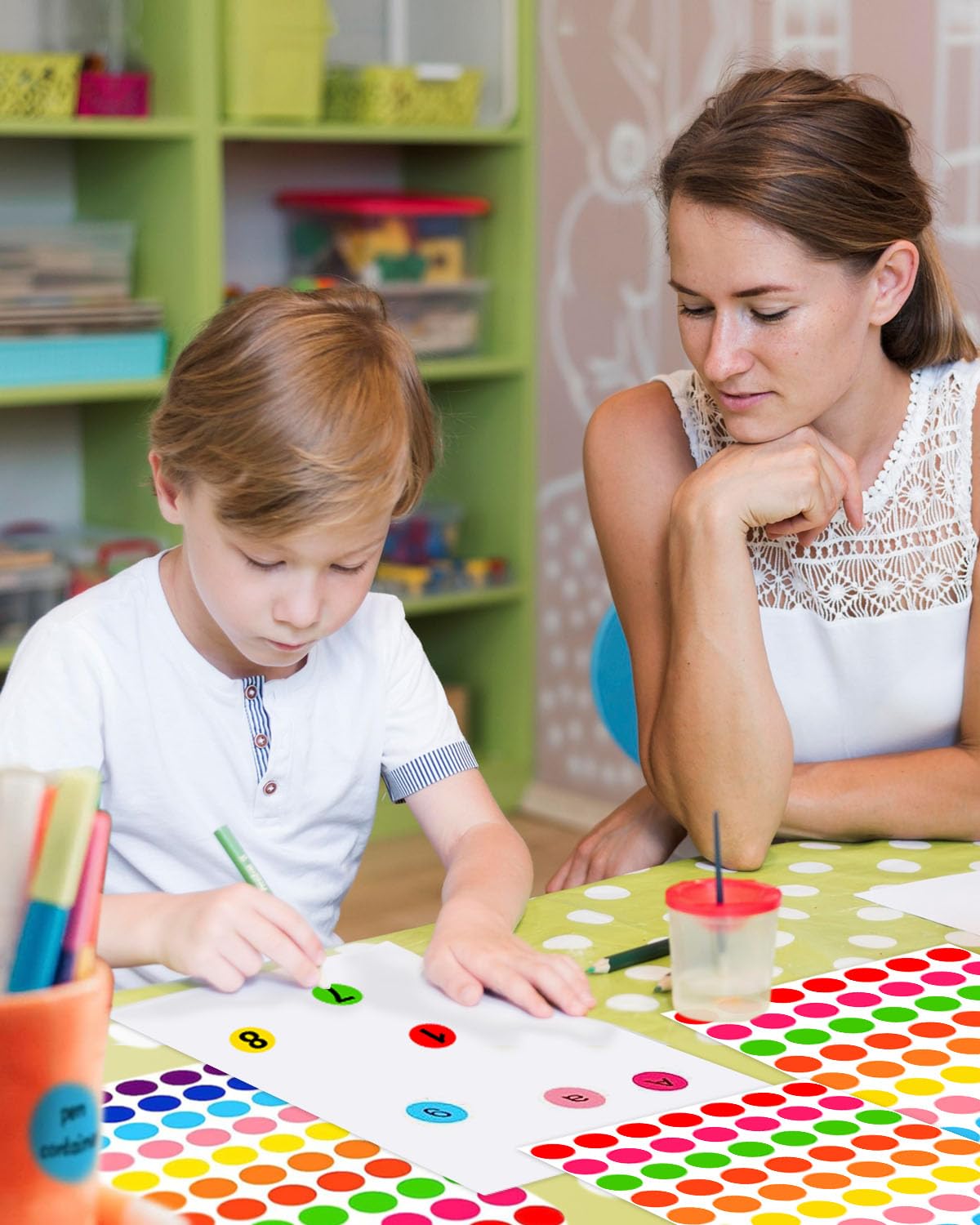Colored Dot Stickers Round 0.75 inch Coded Labels 3000 Pieces 10 Color Awards Office Classroom Garage Sale