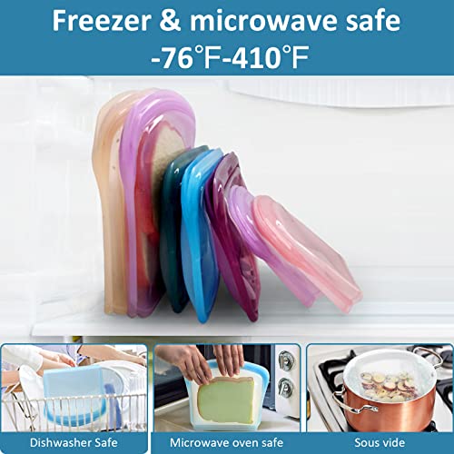 KVK Reusable Silicone Bags - 3 Pack Flat Silicone Sous Vide Bags - Half Gallon Bags Double Lock Leakproof Large Silicone Food Storage Bags Oven Freezer Dishwasher Safe - Clear