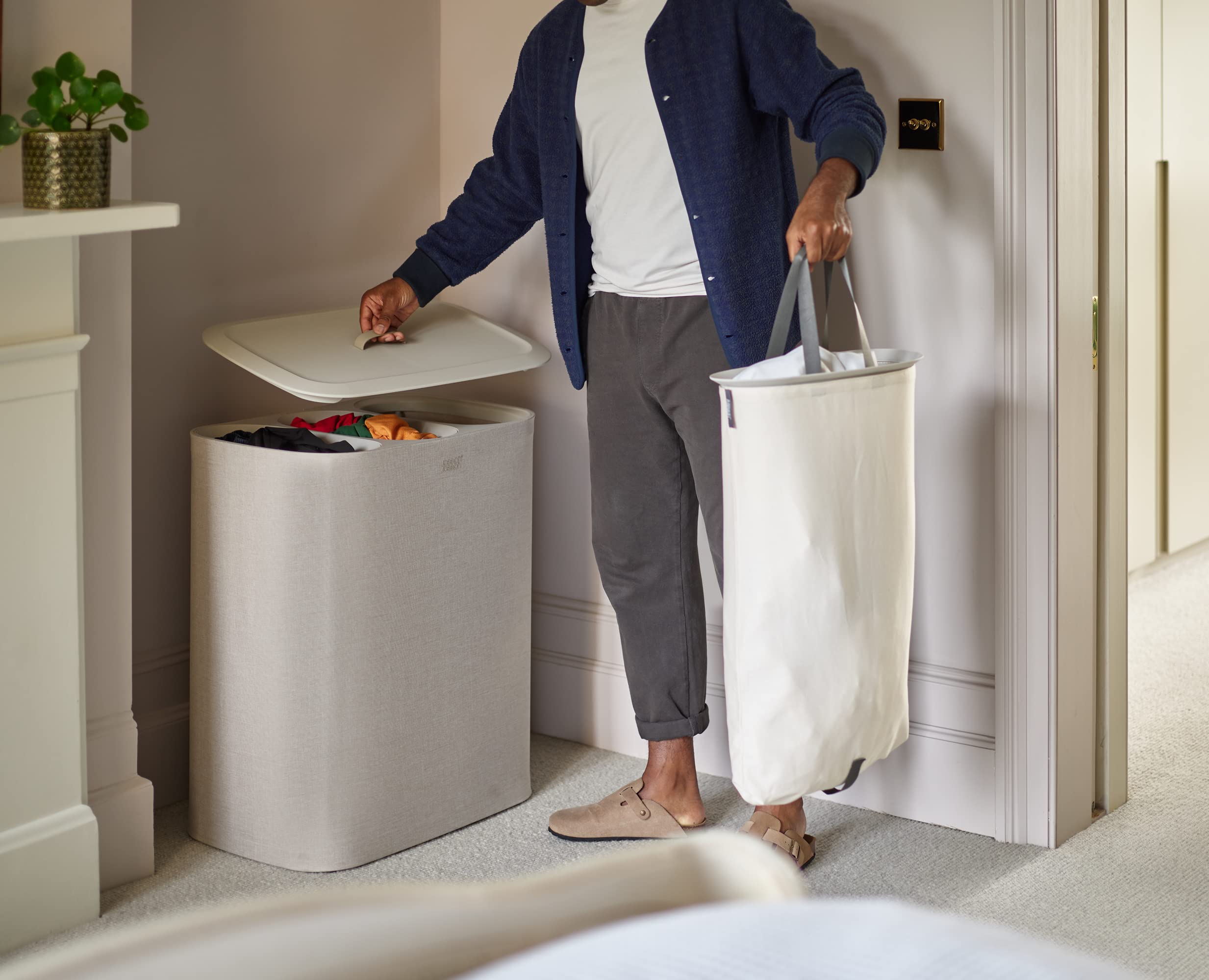 Joseph Joseph Tota Laundry Hamper Separation Basket with Removable Bags and Folding Ironing Board