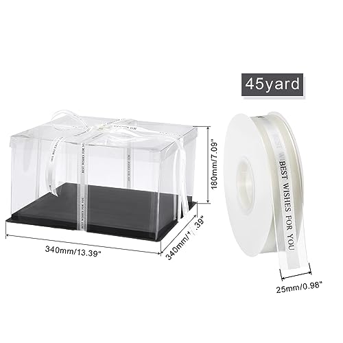 uxcell Clear Cake Box, 6Pcs 13"x7"x13" - Tall Cake Boxes with Ribbon for 12 Inch Cake Packing Carry - for Birthday Parties, Wedding (Black)