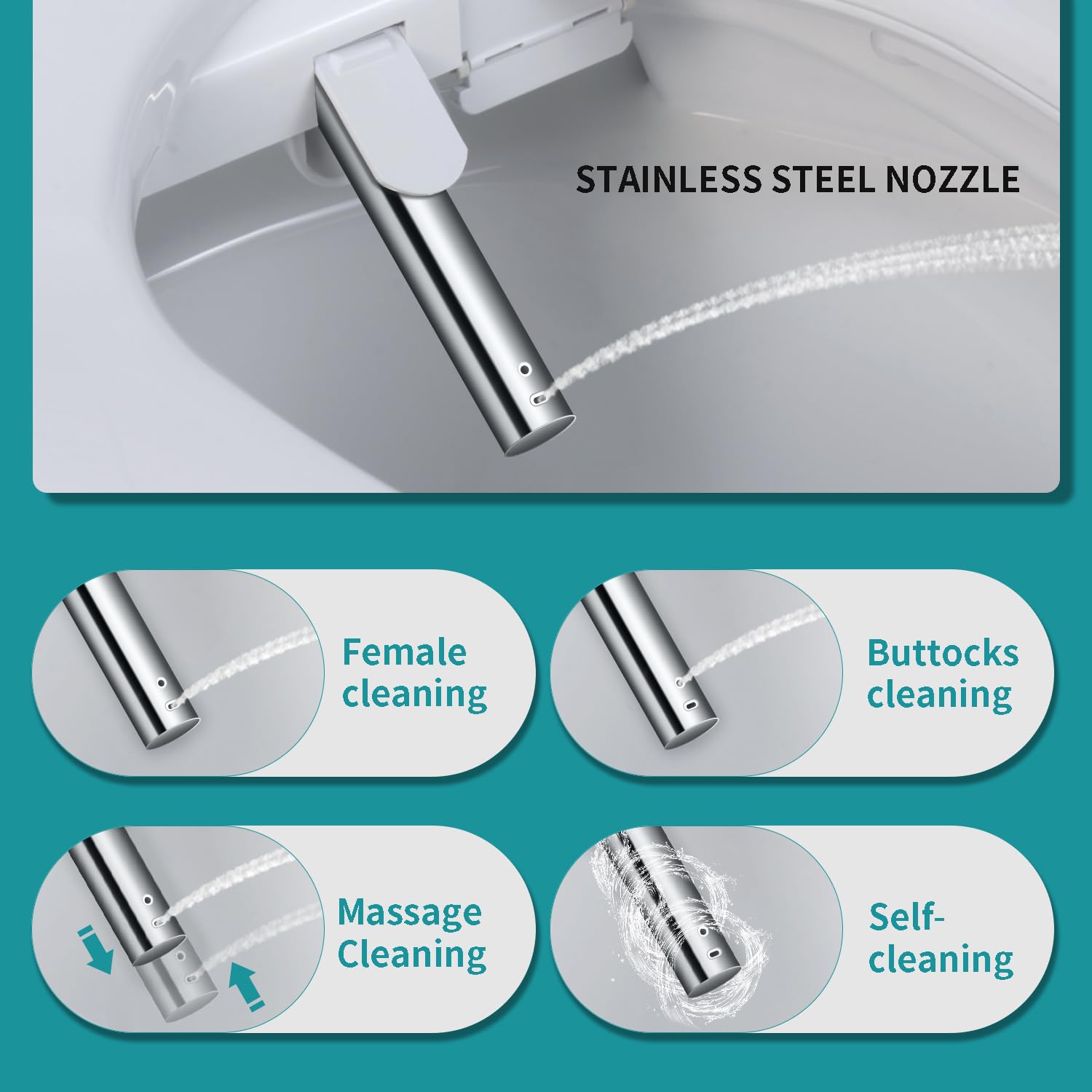 Electric Bidet Toilet Seat,bidets for existing toilets,elongated,One-click intelligent operation, Warm Water Cleaning, slow close,Seat cushion keep constant temperature in winter,With a dryer,White