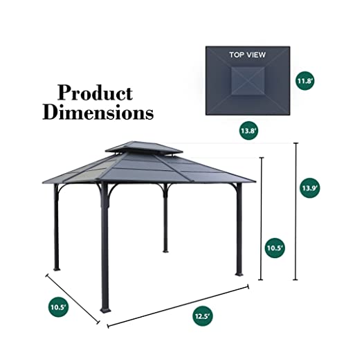 LHLLHL 12 Ft. W X 14 Ft. D Metal Black 2-Tier Double Roof Patio Gazebo with Curtains and Netting (Color : D, Size : 12 Ft. W X 14 Ft)