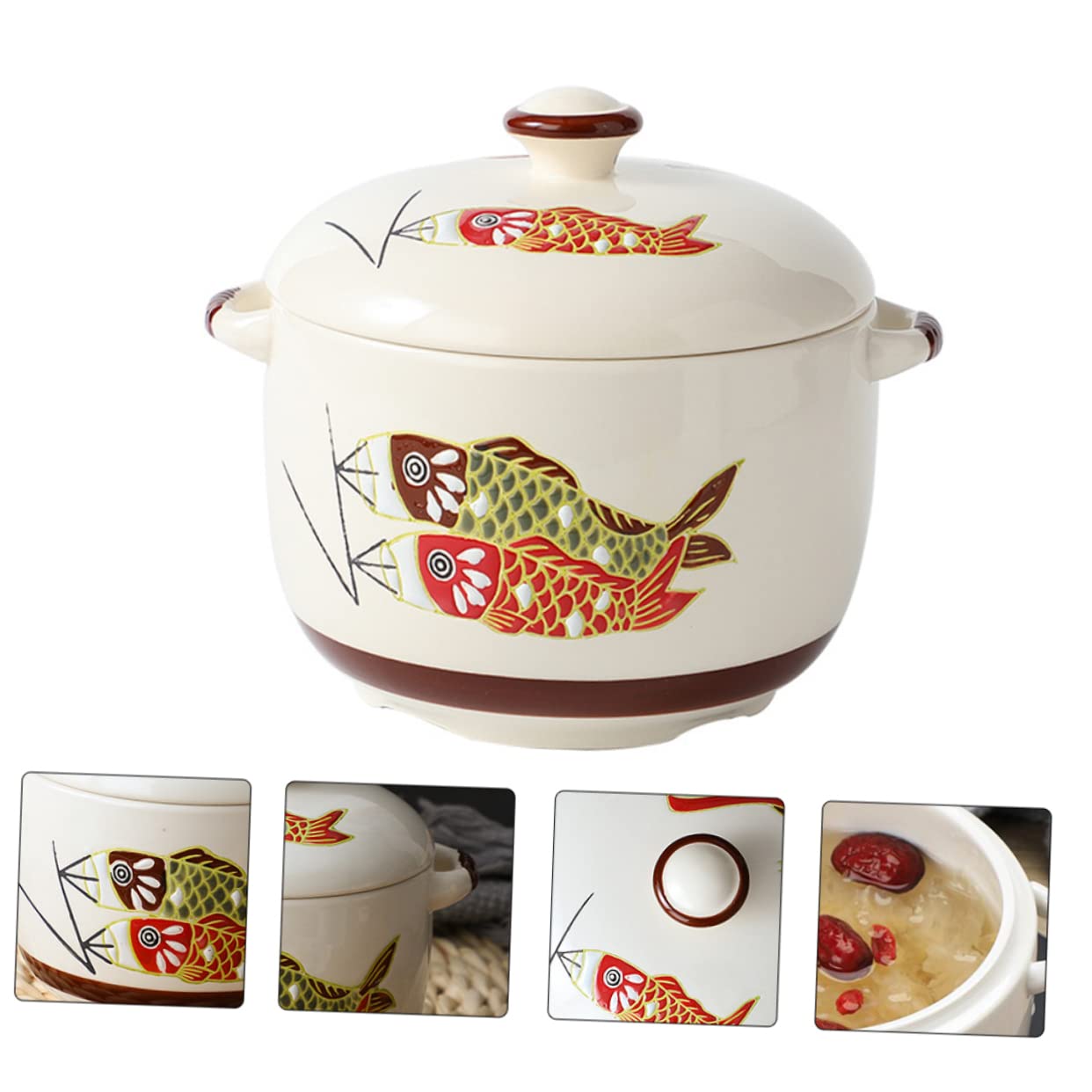 1pc Ceramic Small Crock Soup Cup Ceramic Kitchenware Ceramic Stew Pot Ceramic Stew Cup Dessert Cup with Lid Ceramic Soup Bowl Ceramic Bowl Steaming Bowl Kitchen Tableware