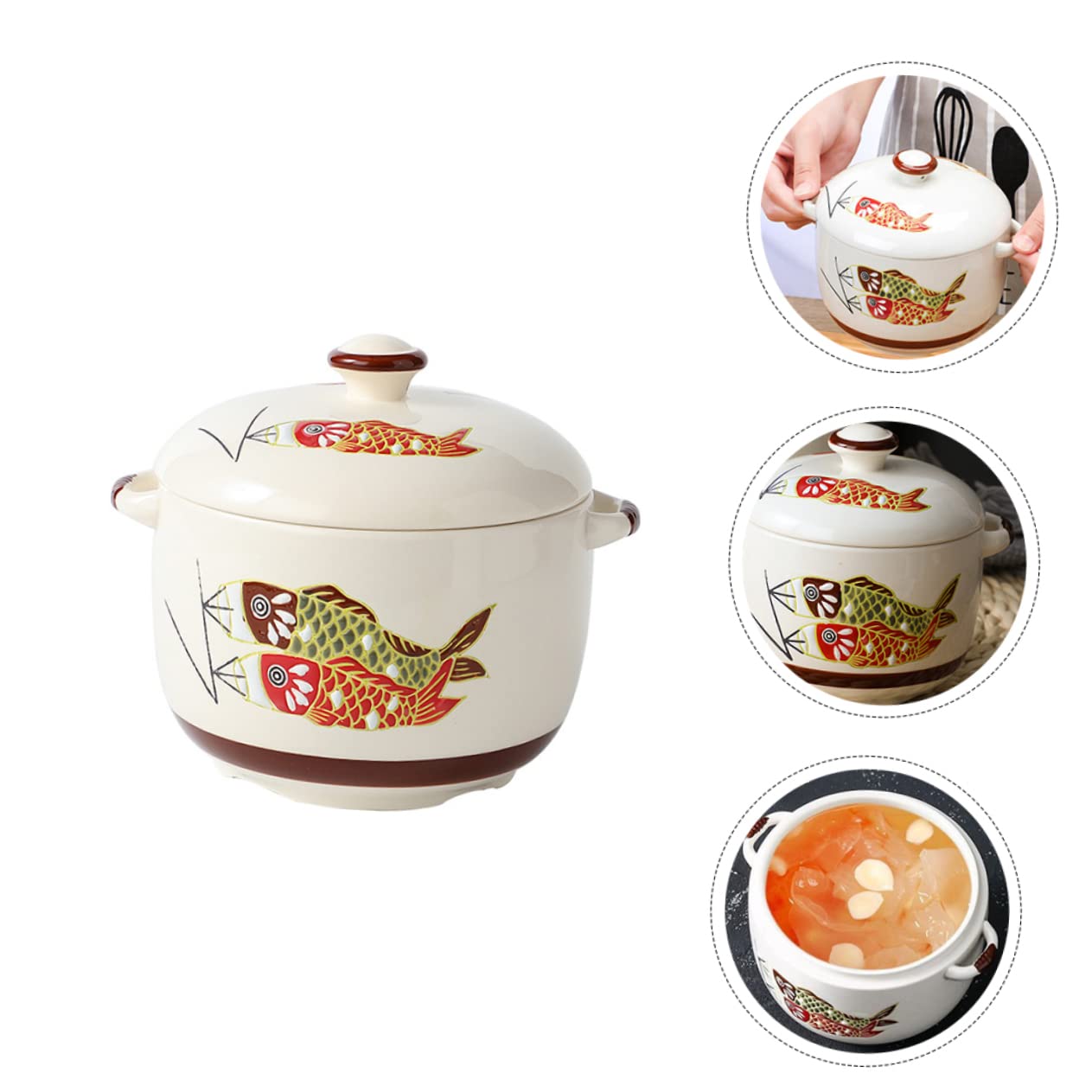 1pc Ceramic Small Crock Soup Cup Ceramic Kitchenware Ceramic Stew Pot Ceramic Stew Cup Dessert Cup with Lid Ceramic Soup Bowl Ceramic Bowl Steaming Bowl Kitchen Tableware