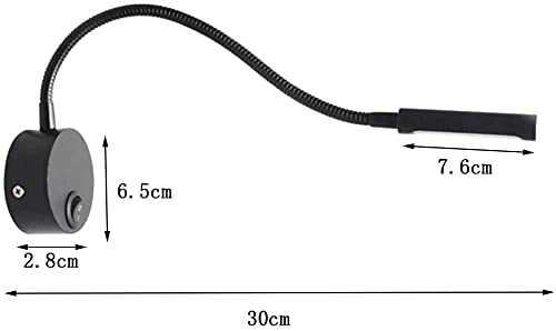 Cordless Wall Sconce LED Bed Reading Light 3W Bed Lamp Wall Mounted Reading Lamp Working Lamp Wall Mount Sconces Light with Switch Bedside Lamp with Flexible Gooseneck for Headboards, Home Office, Stu