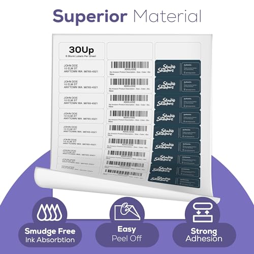 HapiChrom - Address Labels - 1x2-5/8 inch, 1500 Labels, 50 Sheets, 30 Labels per Sheet - Laser & Inkjet Printer Labels - Shipping Labels - Labels for Printer - Mailing Labels - Printable Labels