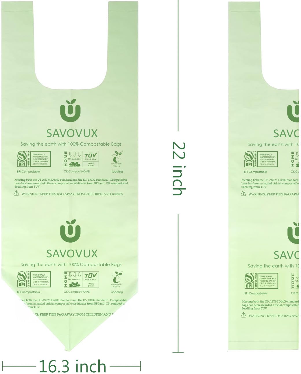 2.6 Gallon Compostable Trash Bags,Extra Thick Kitchen Food Scrap Bags with Handle, Compost Trash Bags Small Certified by BPI &Europe OK Compost, 9.84L