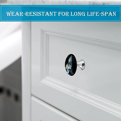 Wolf Double Exposure Round Cabinet Knobs Drawer Pull Handle Kitchen Cupboard Wardrobe Knobs Cabinet Decorative 2 PCS