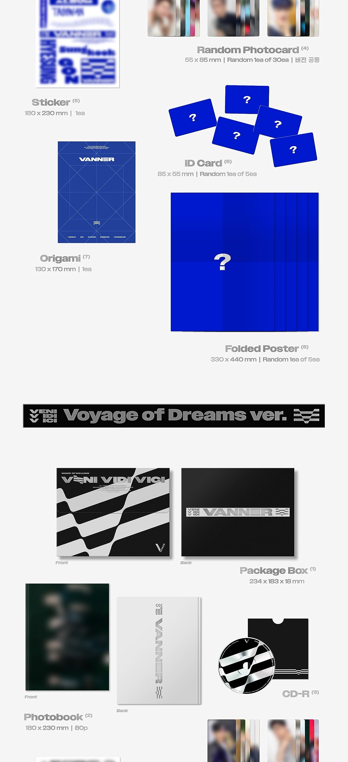 VANNER VENI VIDI VICI 1st Mini Album Full 3 Verion SET Vicotry Vanner Version+Voyage of Dreams Version+PLVE Version+Tracking Sealed