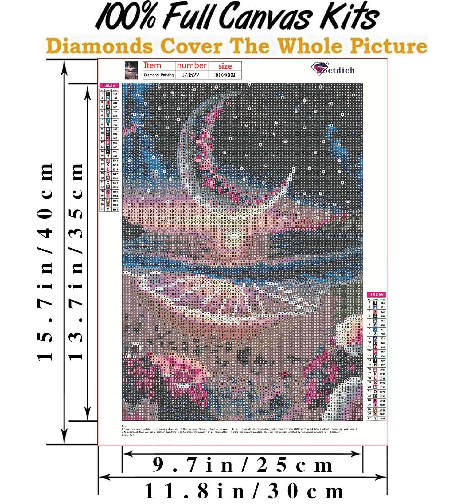 Moon Diamond Painting Kits for Adults,The Beach at Night Diamond Art Kit,Diamond Painting Full Drill Round for Gift,Wall Decor,Relaxing