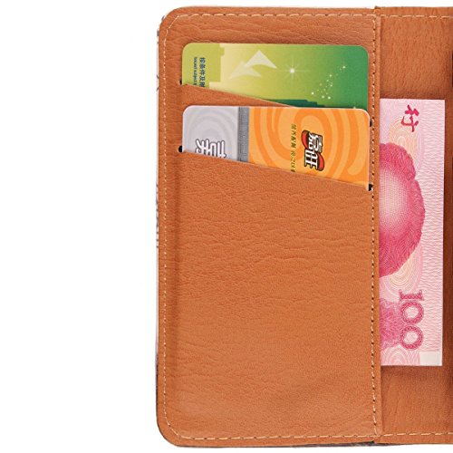 Cheshaoping Color Design PU Wallet Flip Leather with Card Slots Cover Skin Protection Case Shell for Emporia Happy E30 1.8" (Red)