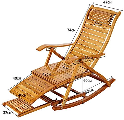 CHLDDHC Rocking Chair Armchair Lounging Rocker Deck Relaxing Recliner Lounger Seat Bamboo Indoor Outdoor