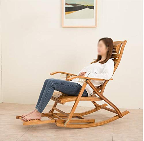 CHLDDHC Rocking Chair Armchair Lounging Rocker Deck Relaxing Recliner Lounger Seat Bamboo Indoor Outdoor