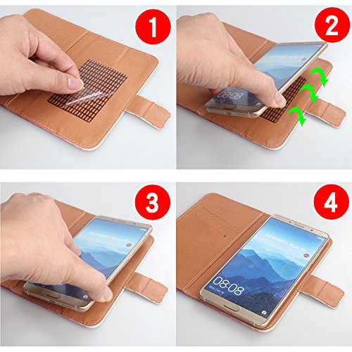 Cheshaoping Color Design PU Wallet Flip Leather with Card Slots Cover Skin Protection Case Shell for Emporia Happy E30 1.8" (Red)