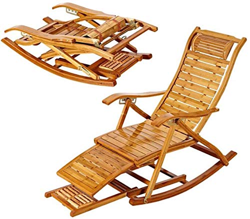 CHLDDHC Rocking Chair Armchair Lounging Rocker Deck Relaxing Recliner Lounger Seat Bamboo Indoor Outdoor