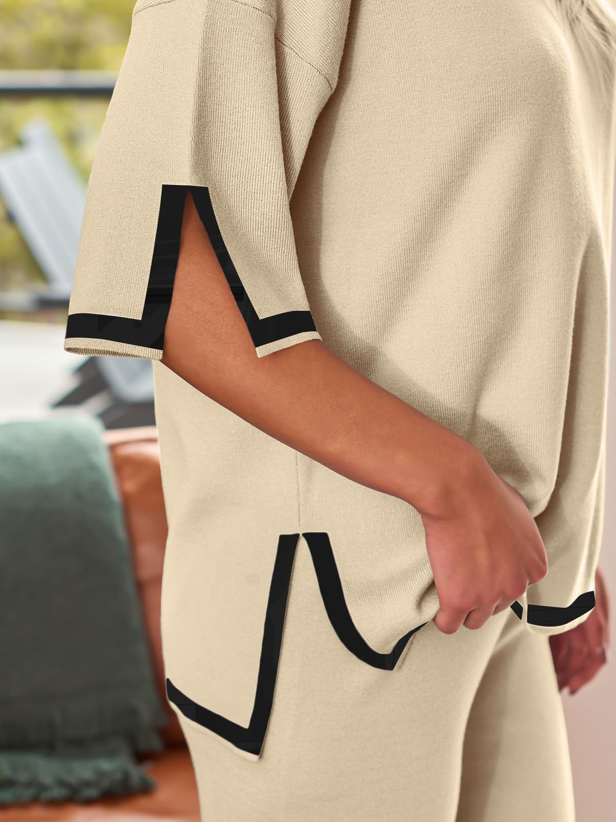 LILLUSORY 2 Piece Women Two Piece Lounge Travel Outfits Matching Going Out Knit 2024 Summer Fall Loungewear Sweat Suits Casual Pants Sets Vacation Sweatsuits