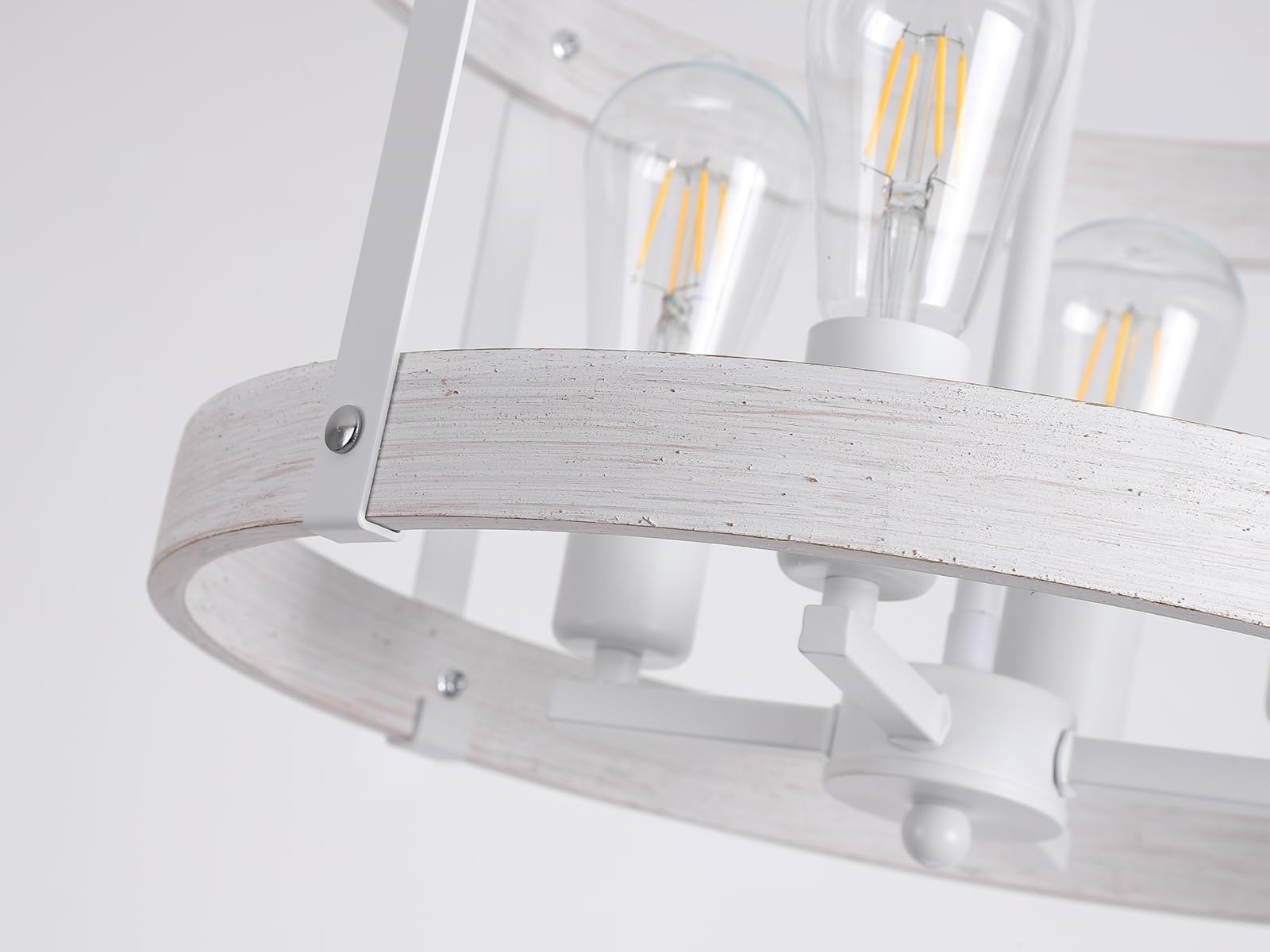 Hchunqjor Modern Farmhouse Flush Mount Light Fixture, 16.5in Distressed Wood Cage, for Kitchen Entryway Living Room