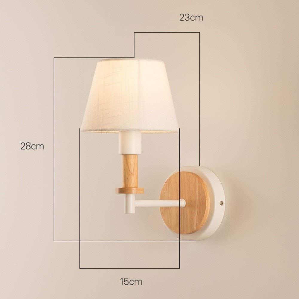 MIMMIC Wooden Wall Light Sconce with Cord E14 Base Contemporary Style Lamp Fixture for, Closet, Guest Room Hall Night Lighting Reading Lamp Cloth Shade Luminaire Decoration Luxury