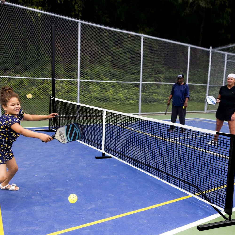 Portable Pickleball Net System, FOME 22 FT Pickleball Net Portable Outdoor Regulation Size Pickleball Nets and Accessories with Carry Bag Steady Steel Frame Strong PE Pickle Ball Net