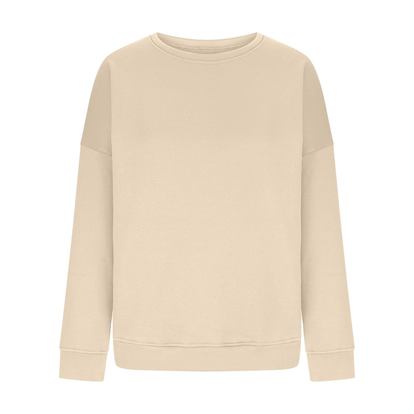 Ceboyel Oversized Sweatshirt For Women Solid Color Crewneck Pullover Tops Long Sleeve Sweaters Fall Fashion Trendy Clothes Sweatshirt Hoodie Beige S