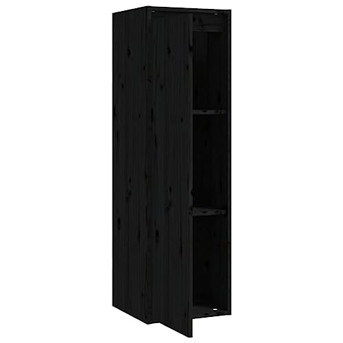 MSLAONXC Wall Cabinets 2 pcs Black,Bathroom Cabinet,Bedroom Cabinet,Hanging Cabinet,Wall Decor,for Laundry Room, Bathroom, Kitchen, Bedroom, Office,Living Room,11.8"x11.8"x39.4" Solid Pinewood