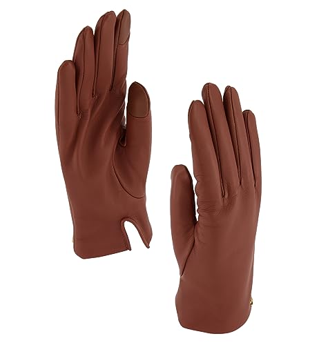 Coach Women's Sculpted C Short Glove, Saddle, 6.5