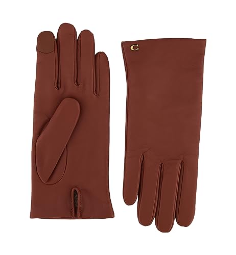 Coach Women's Sculpted C Short Glove, Saddle, 6.5